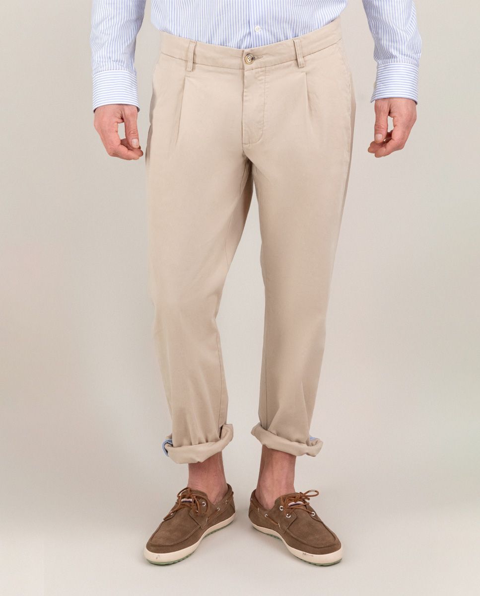 El Ganso® Pantalón Chino Pinzas Beige