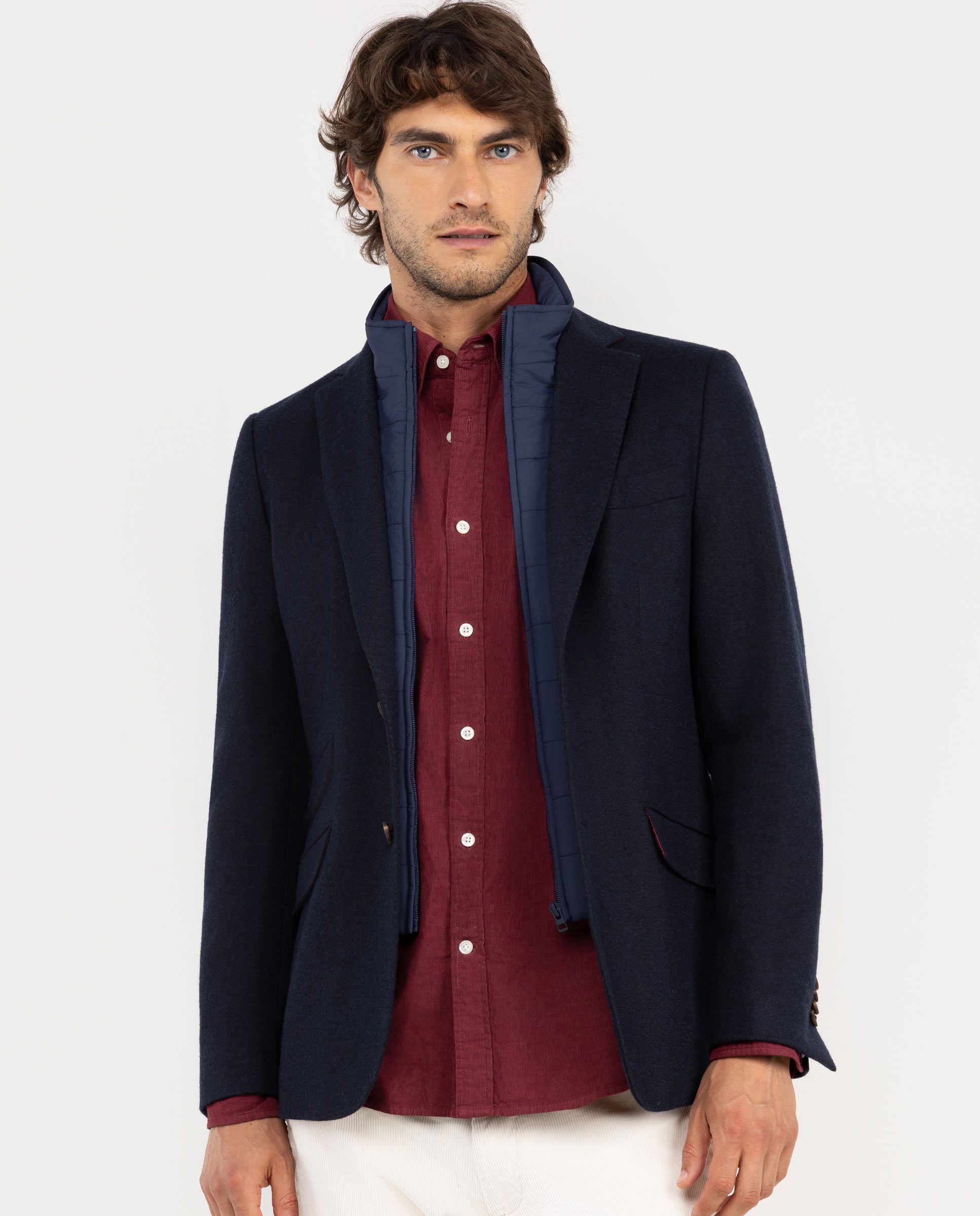 El Ganso® Navy Wool Knit Jacket W Removable Lining