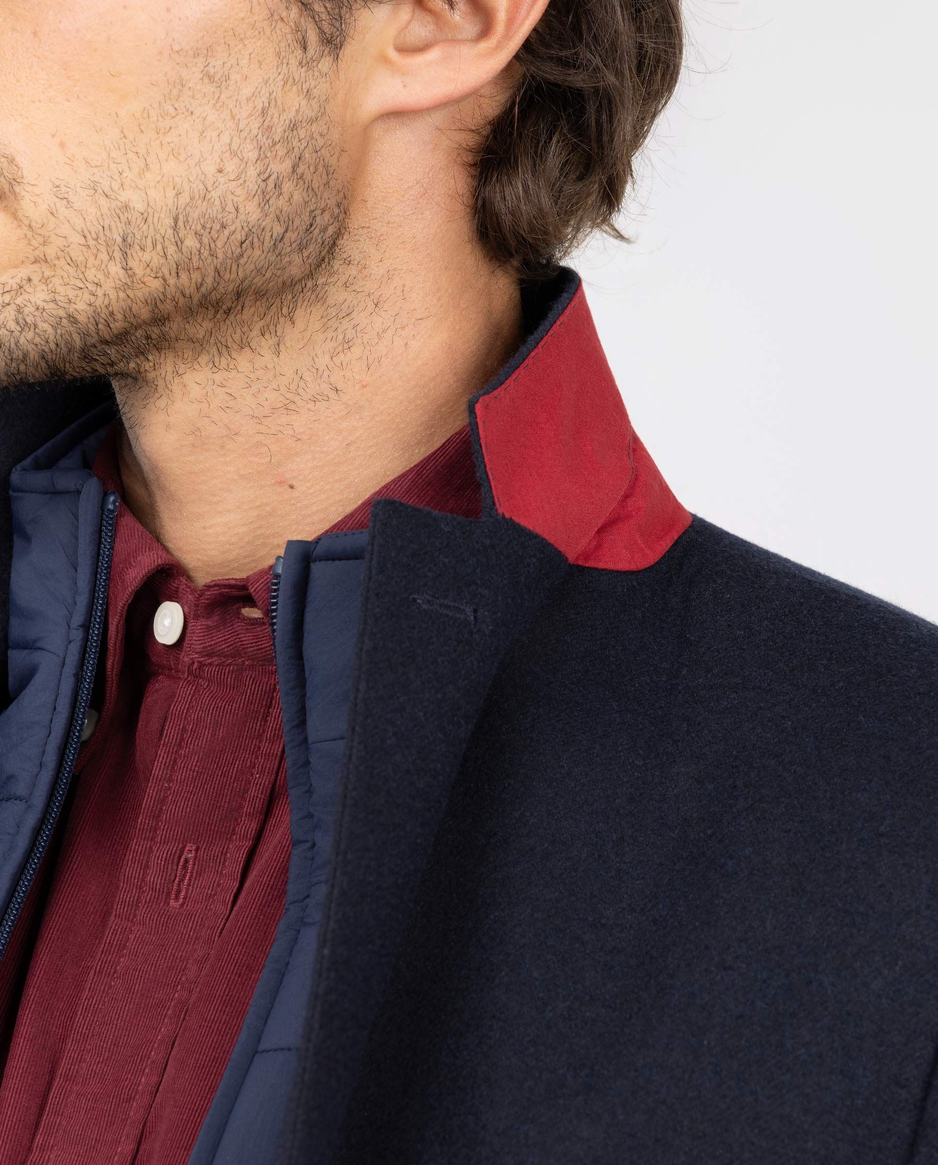 El Ganso® Navy Wool Knit Jacket W Removable Lining