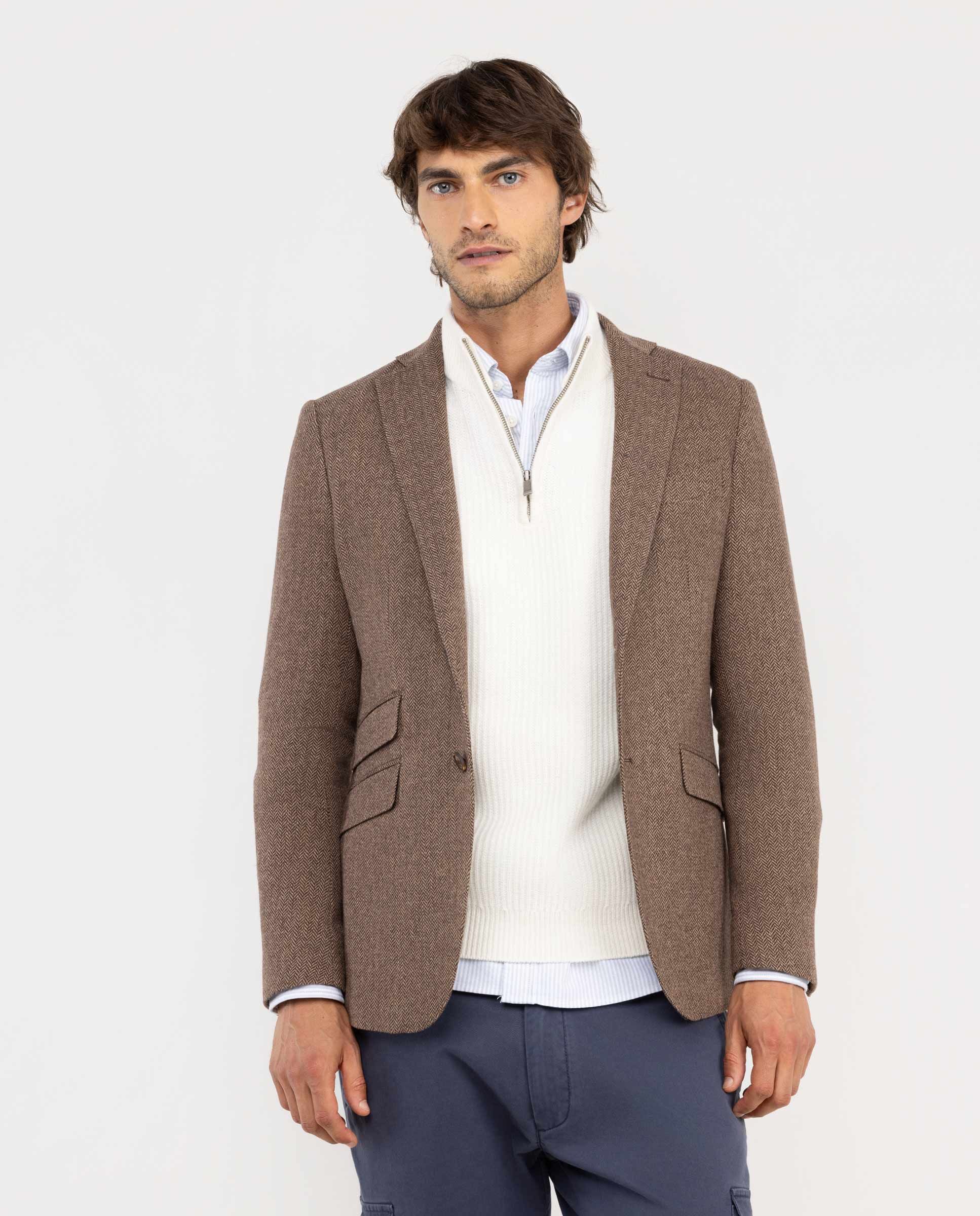 El Ganso® Beige Wool Herringbone Jacket