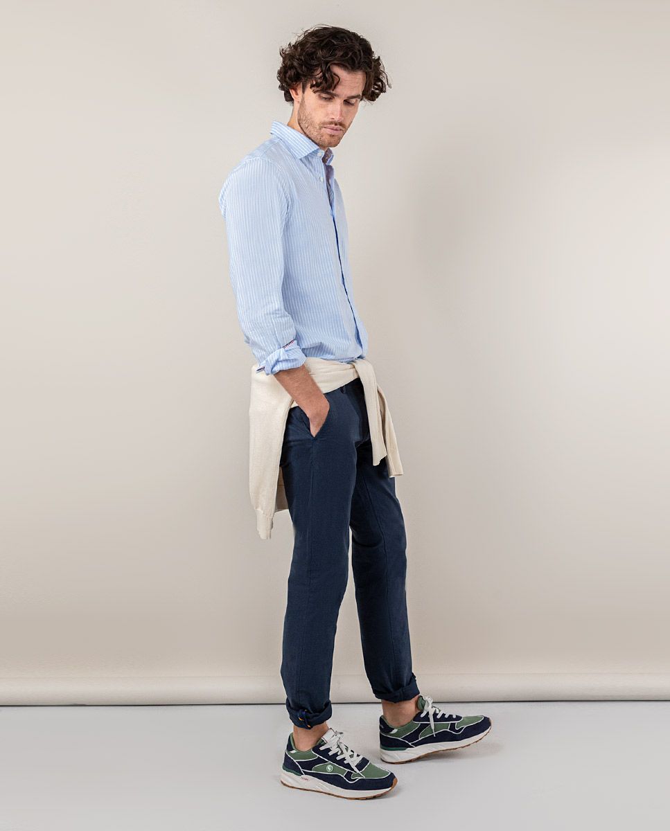 El Ganso® | Camisa Pin Point Raya Butcher Oxford Celeste