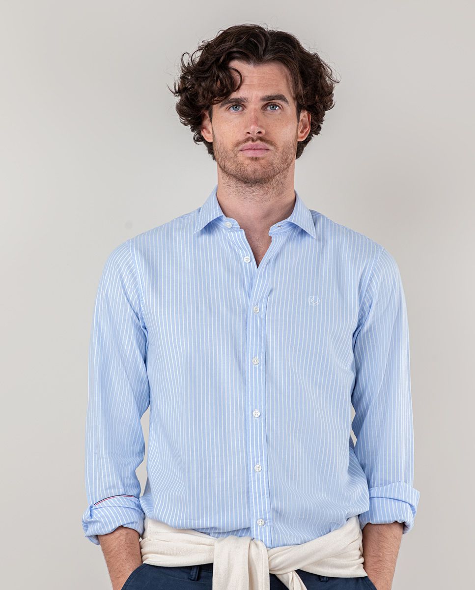 El Ganso® | Camisa Pin Point Raya Butcher Oxford Celeste