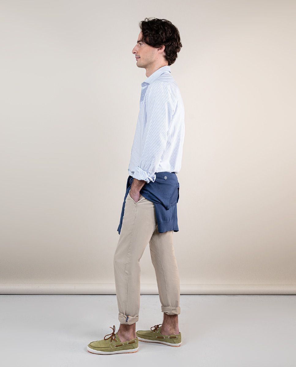 El Ganso® | Light Blue Pinpoint Oxford Shirt W Fine Bengal Stripes