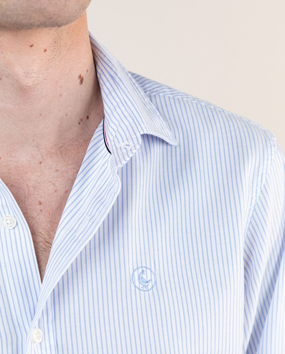 El Ganso® | Light Blue Pinpoint Oxford Shirt W Fine Bengal Stripes