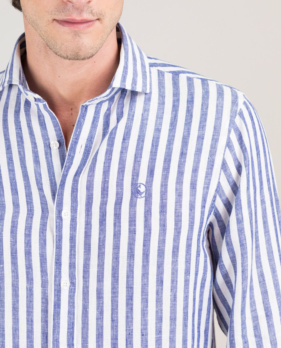 El Ganso® Chemise Lin Rayure Kodak Bleue