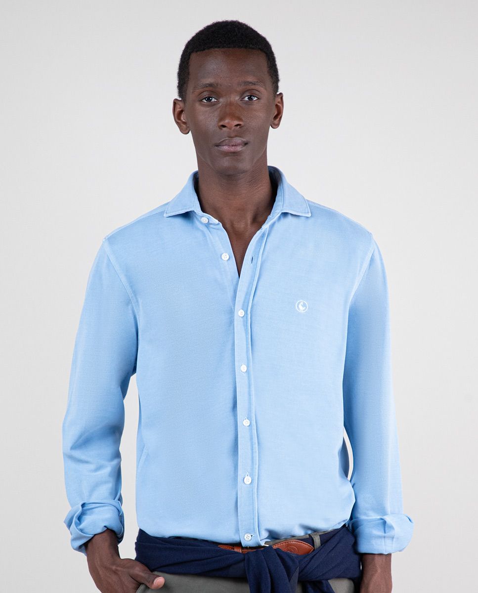 El Ganso® | Textured Weave Light Blue Garment Dyed Shirt