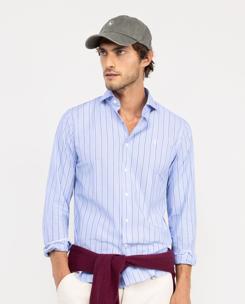 El Ganso® Camisa Back to Work Popelín Celeste Raya Azul