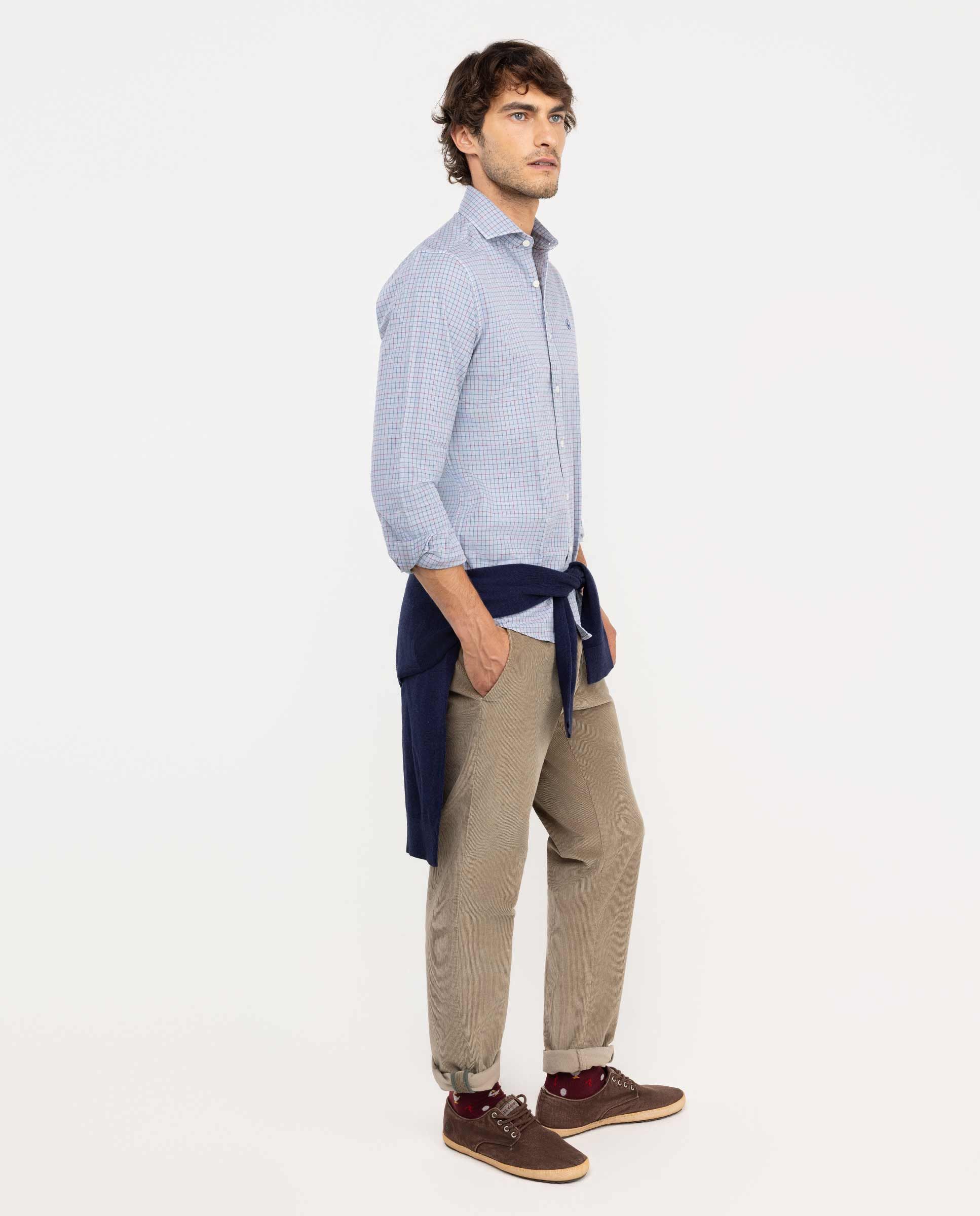 El Ganso® Camisa Tattershall Celeste Perfil Granate