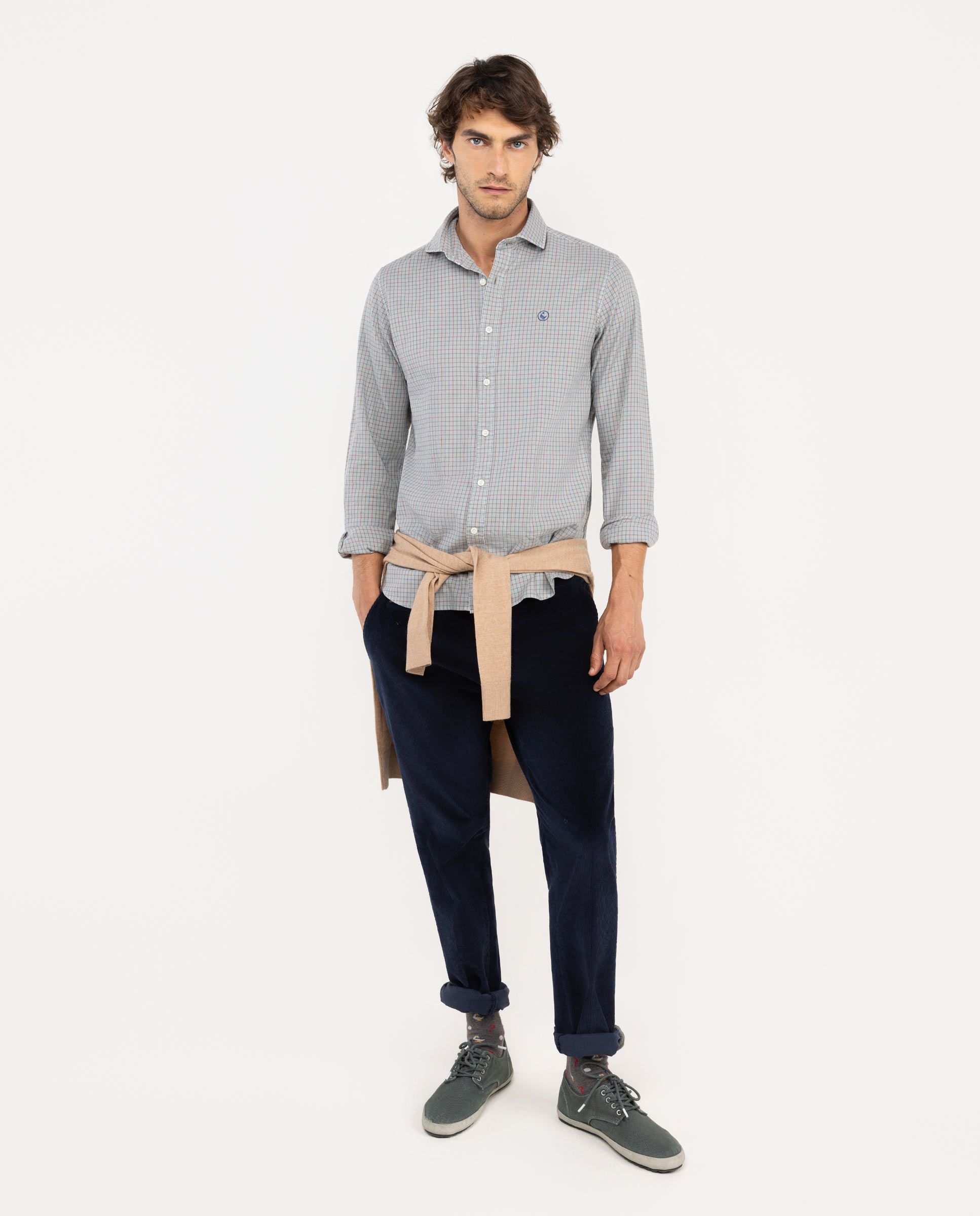 El Ganso® Green Tattershall Shirt with Orange Trim