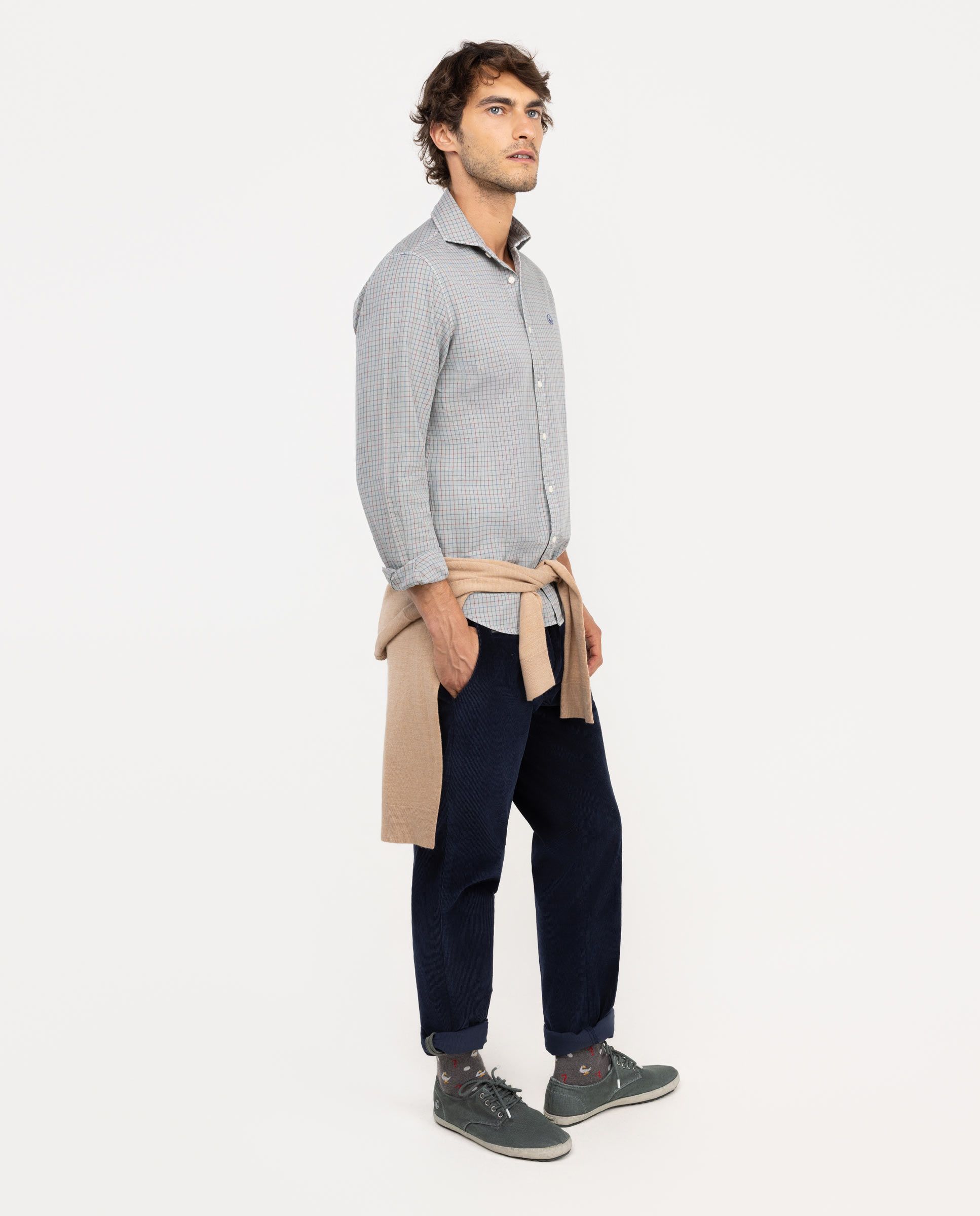 El Ganso® Green Tattershall Shirt with Orange Trim