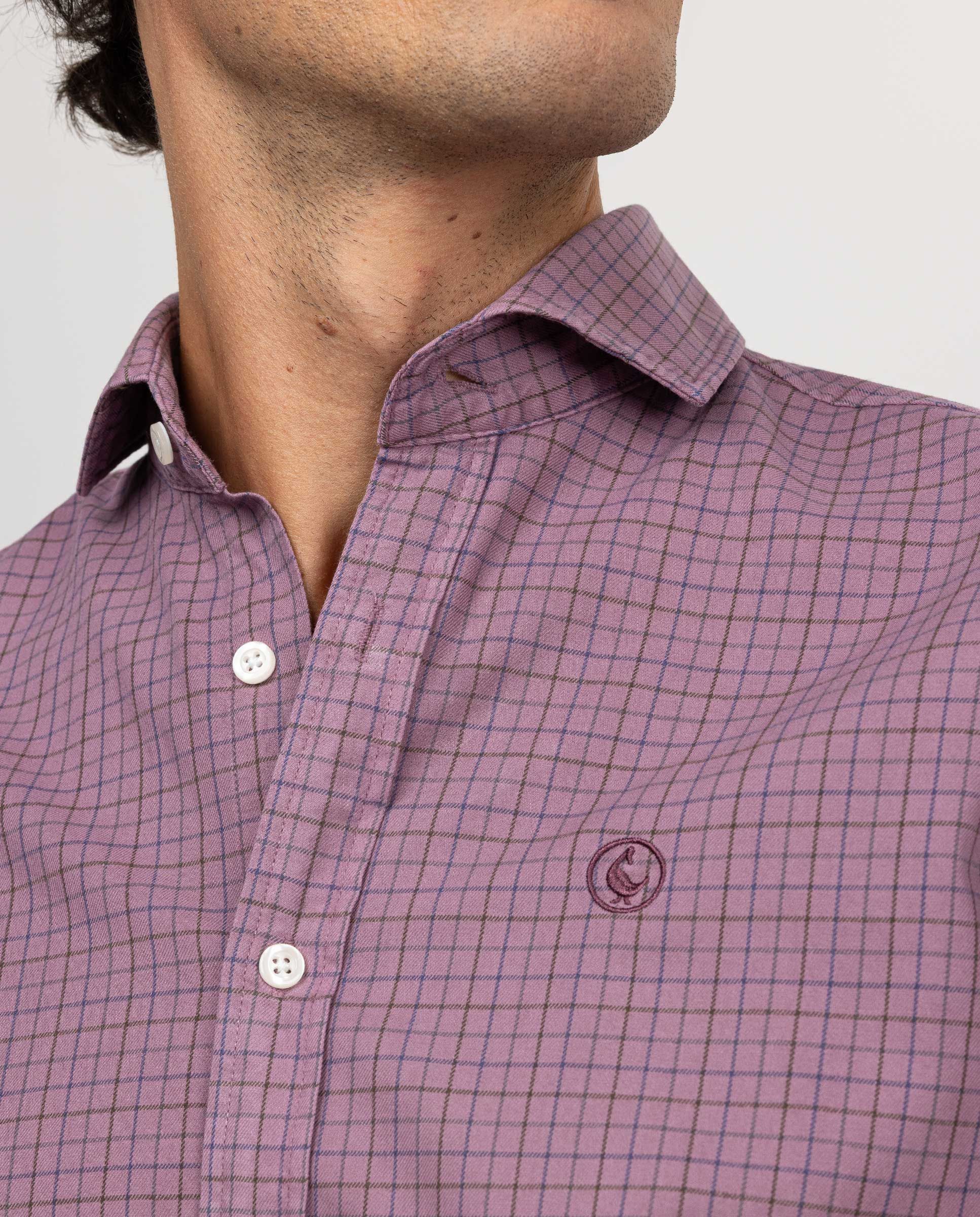 El Ganso® Navy Tattershall Shirt with Red Trim