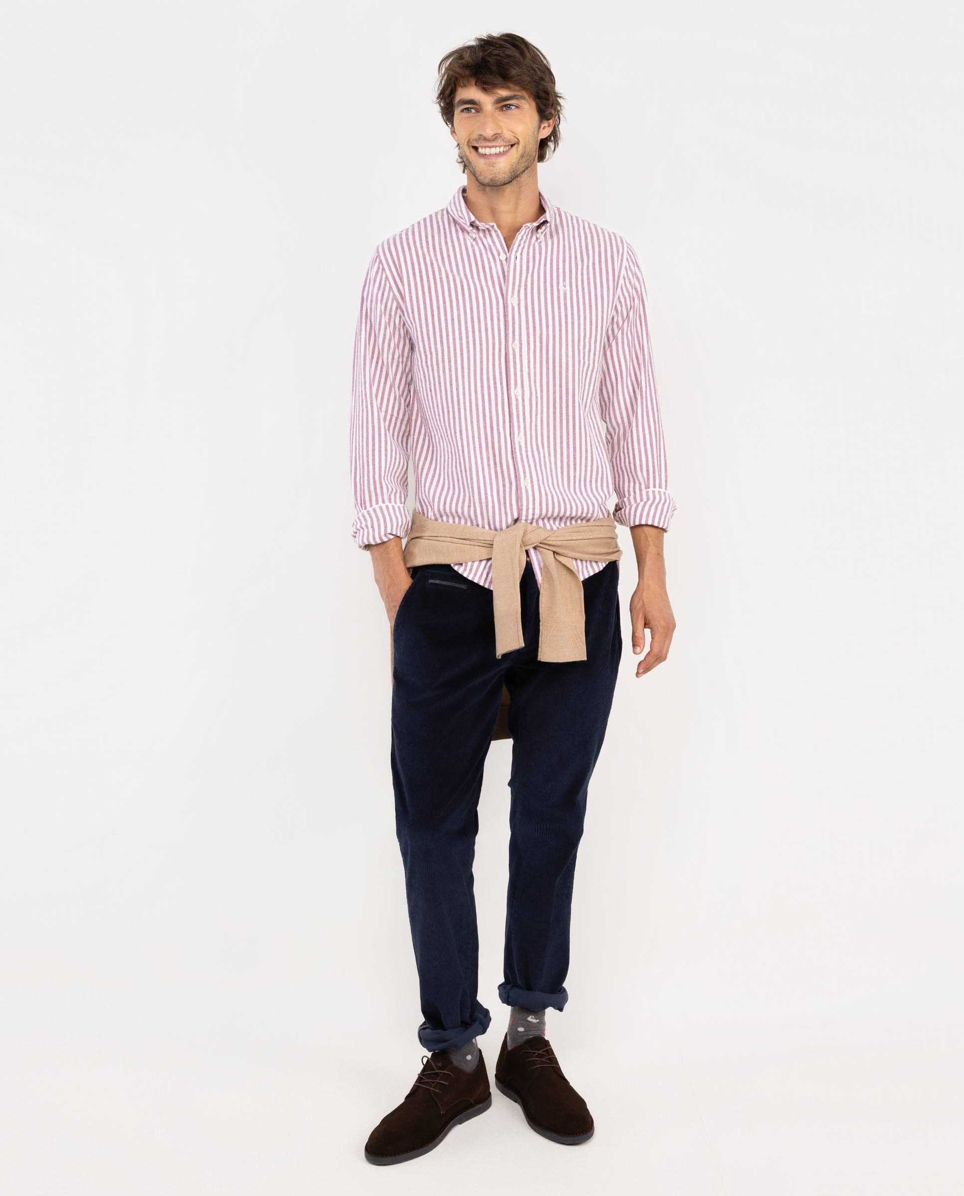 El Ganso® Camisa Franela Crudo Raya Kodak Roja