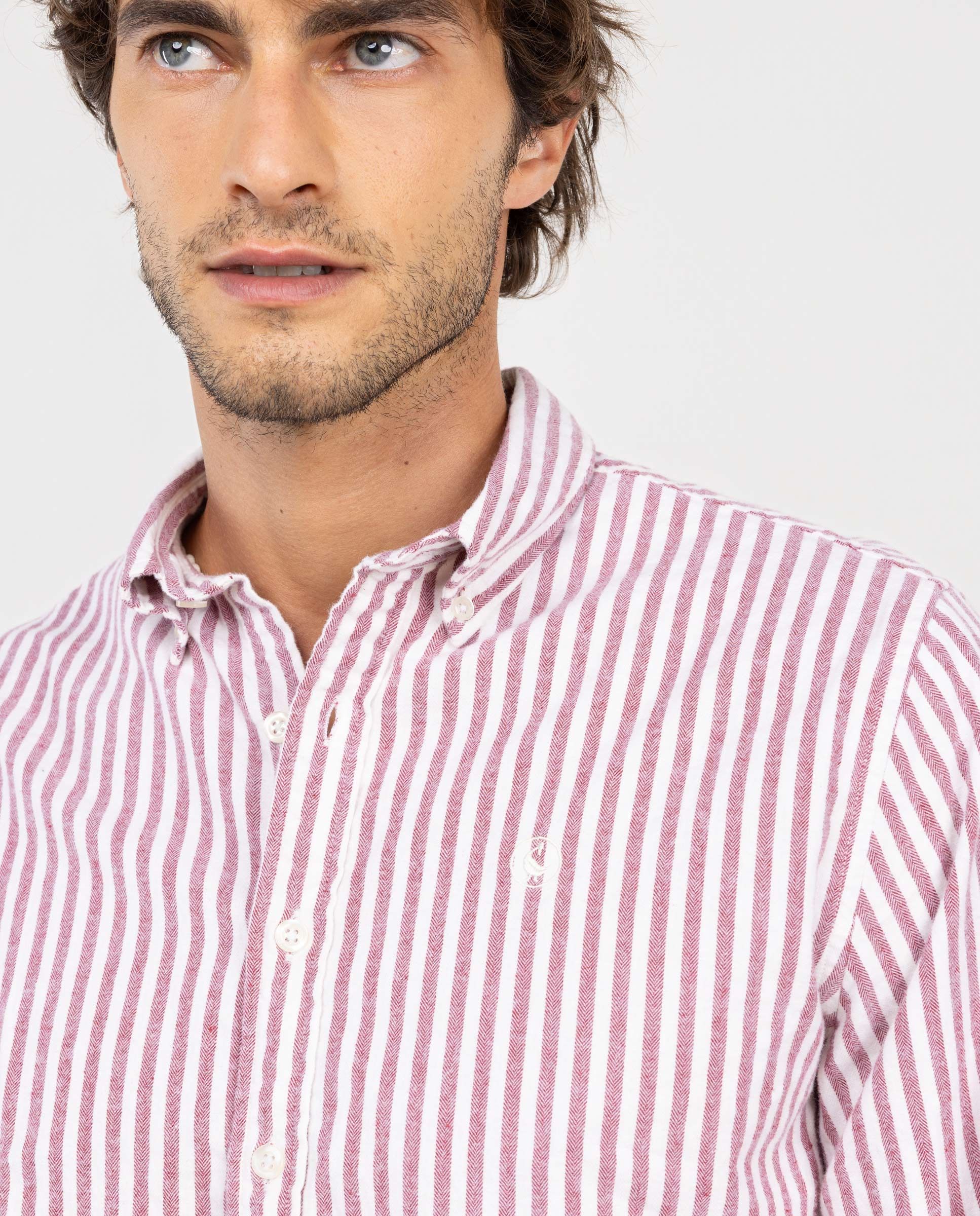 El Ganso® Camisa Franela Crudo Raya Kodak Roja