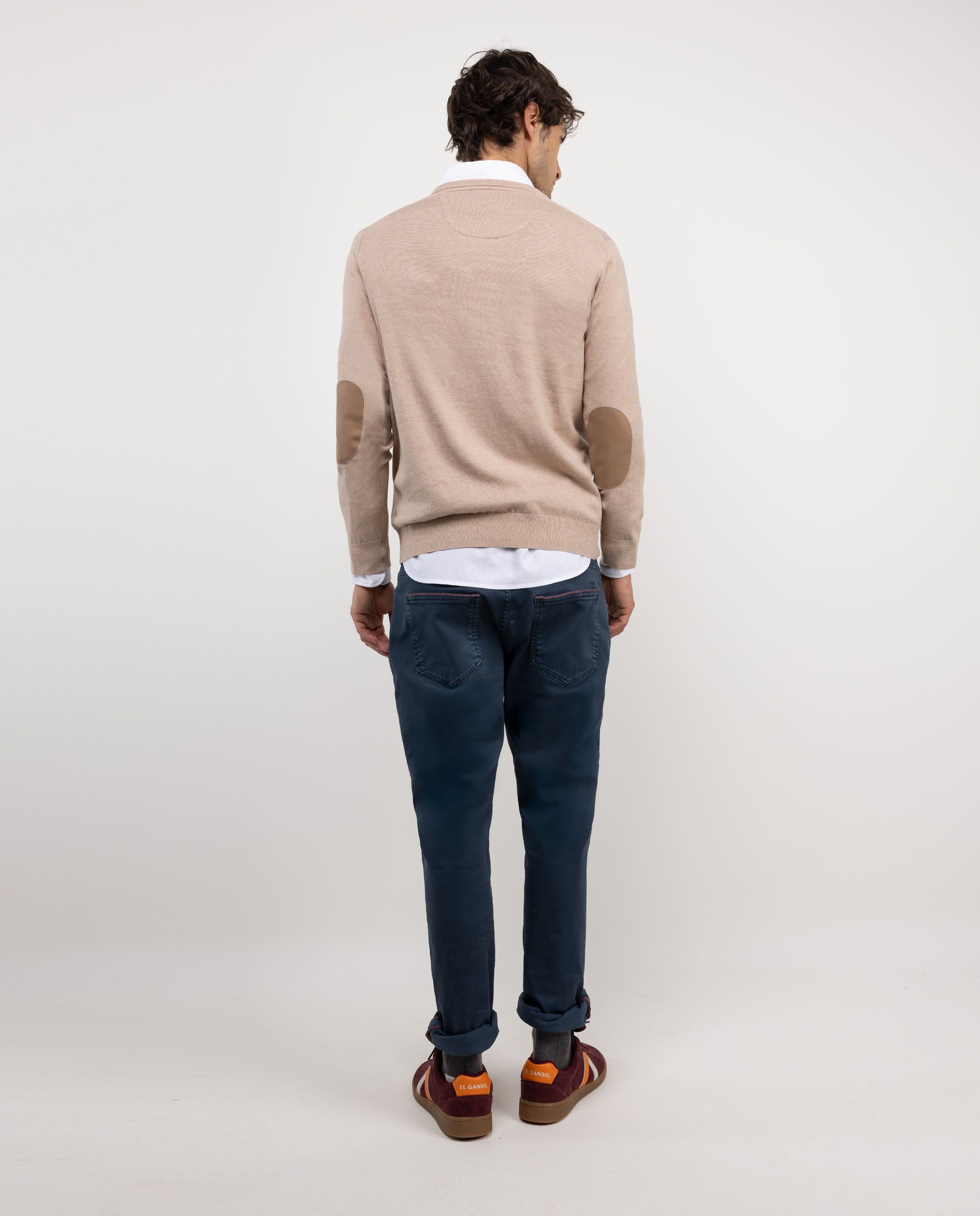 El Ganso® Pull Col V Coudières Beige