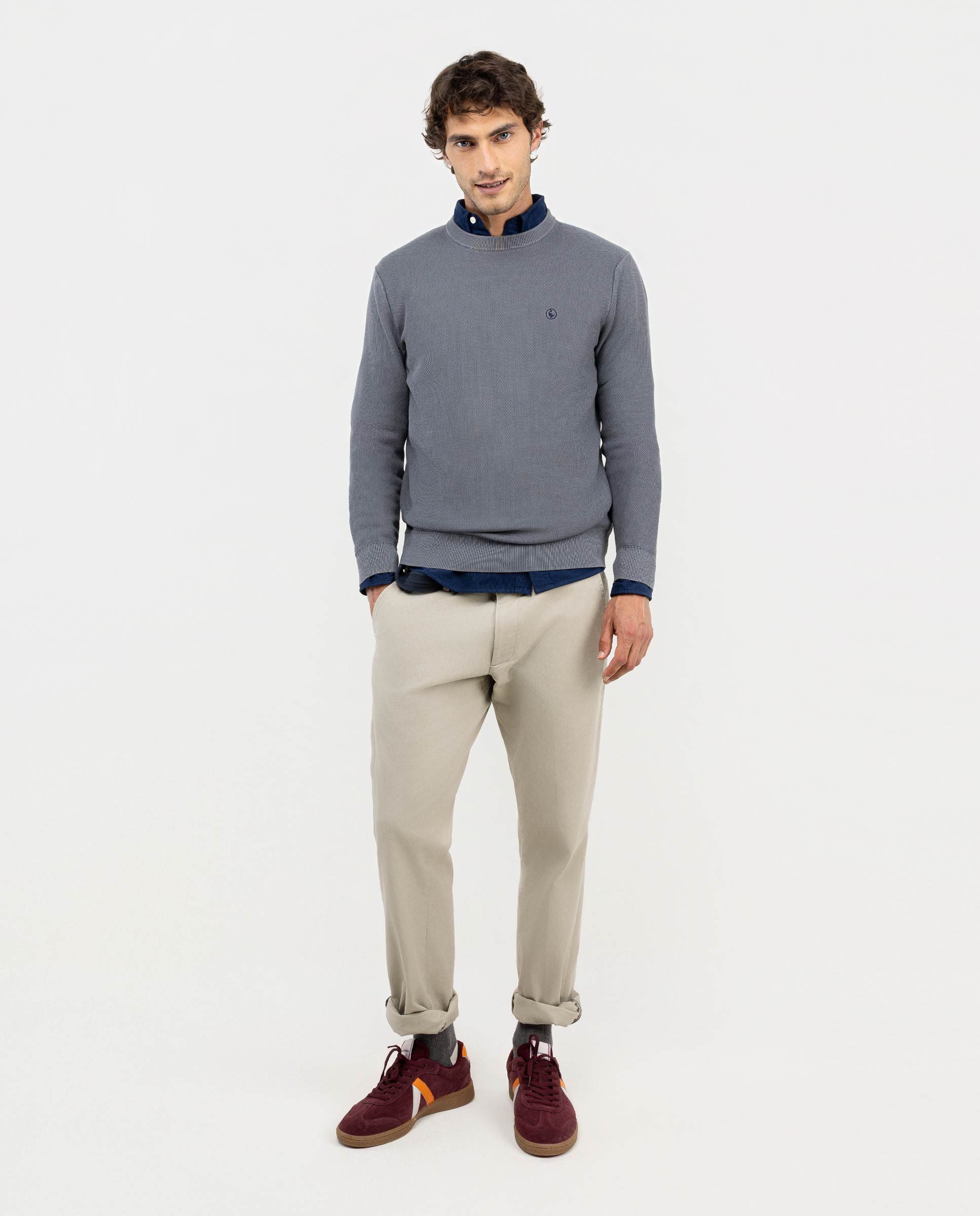 El Ganso® Grey Textured Garment Dyed Jumper