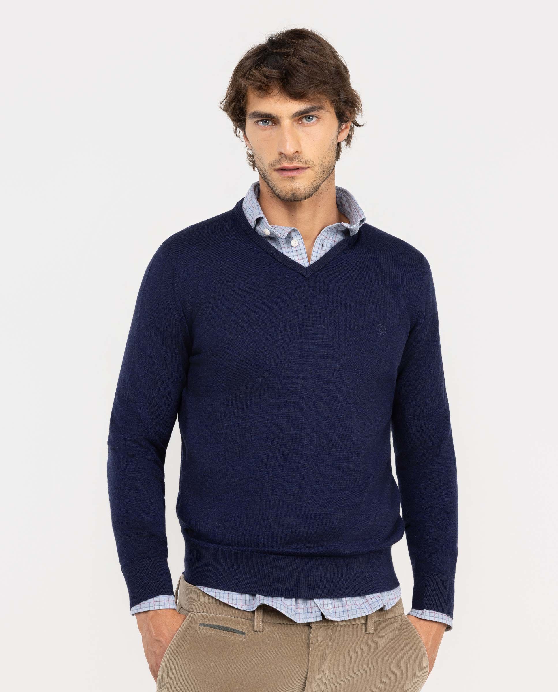 El Ganso® Jersey Cuello Pico Merino Marino