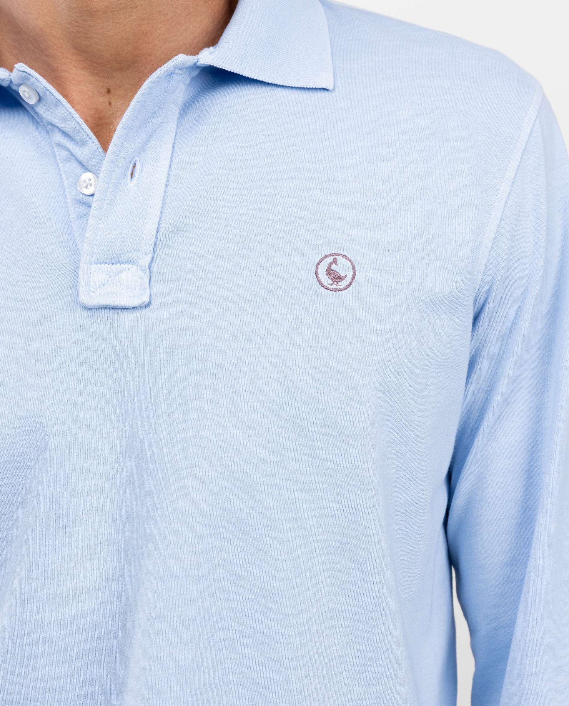 El Ganso® Light Blue Long-Sleeved Knit Polo Shirt
