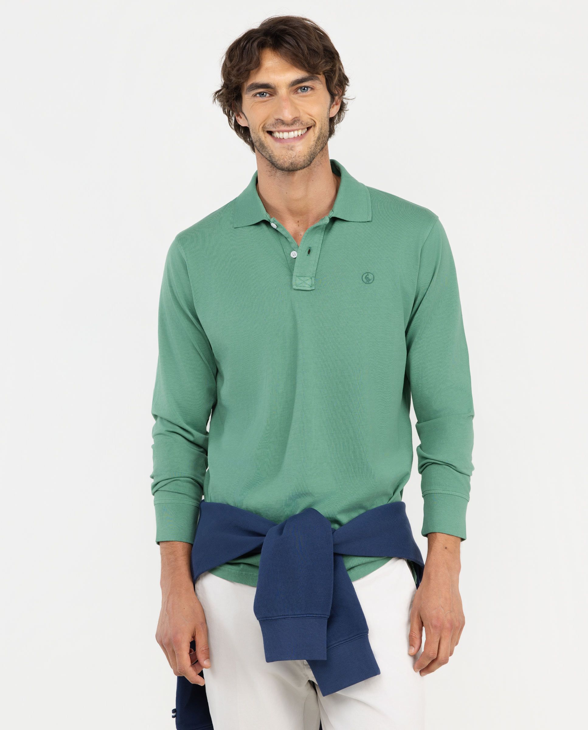 El Ganso® Outlet Long-Sleeved Green Polo W Embroidered Logo