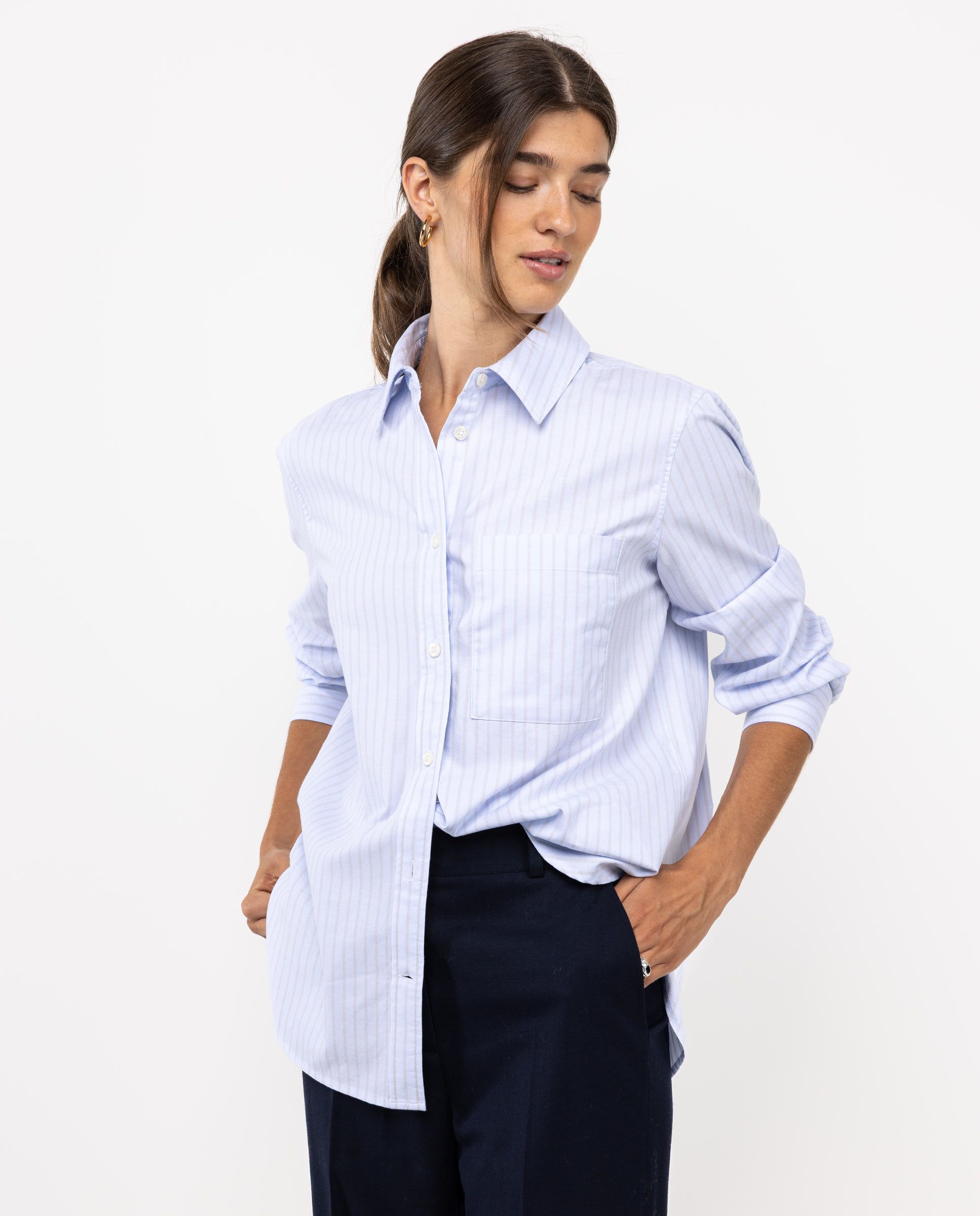 El Ganso® Camisa Azul Raya Butcher Beige